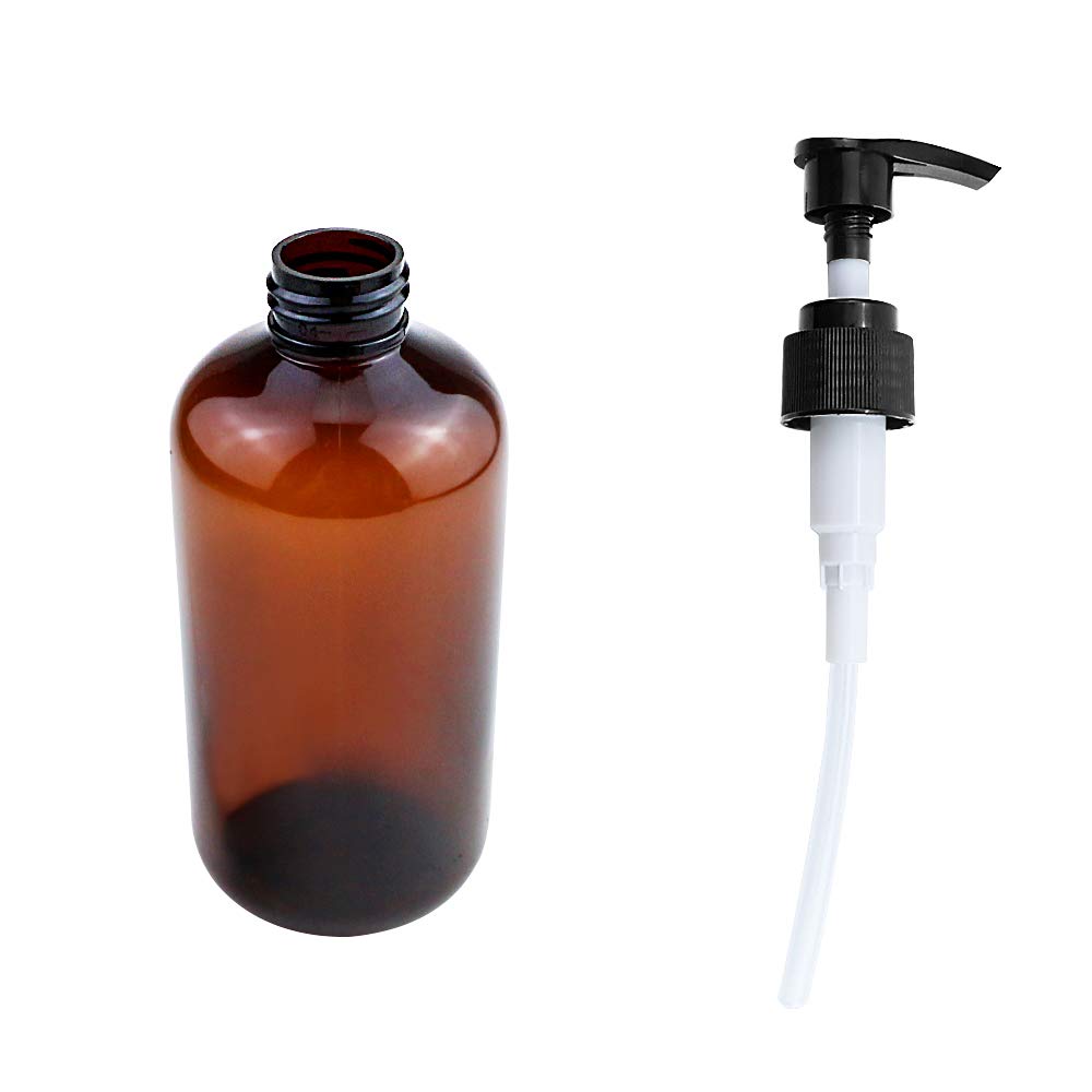 SKPPC 6 Pack 8oz Empty Plastic Pump Bottles, BPA-Free, Amber Refillable Pump Lotion Bottles with Travel Lock for Body Wash, Shampoo, Hand Sanitizer, Lotion