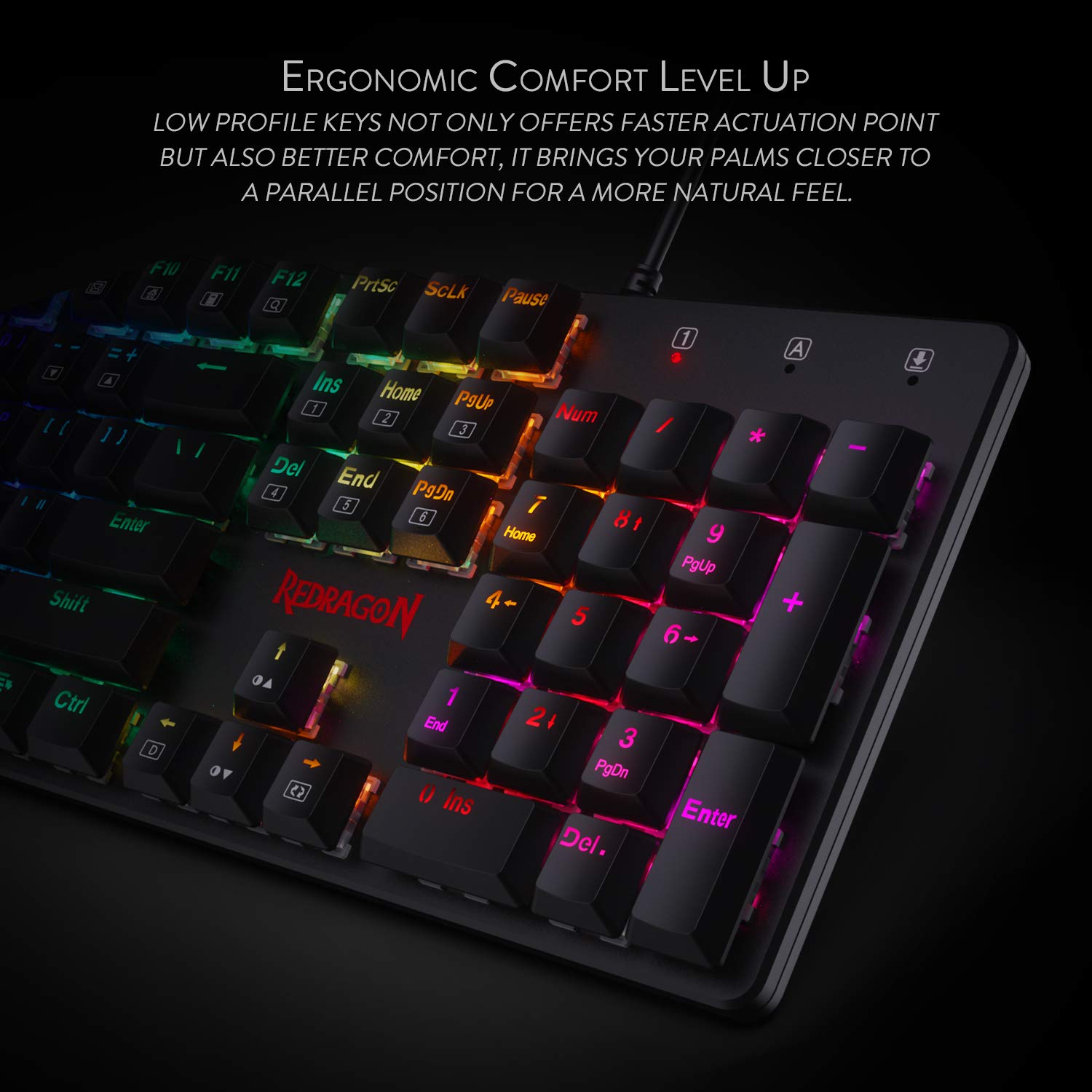 Redragon K589 Shrapnel RGB Low Profile Mechanical Gaming Keyboard, 104 Keys Anti-ghosting Mechanical Keyboard with Linear & Quiet Red Switches, Fast Actuation with Less Travel and Smooth Keys