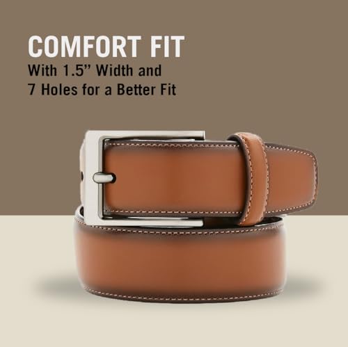 Perry Ellis Men's Leather Amigo Dress Belt, Black, 34