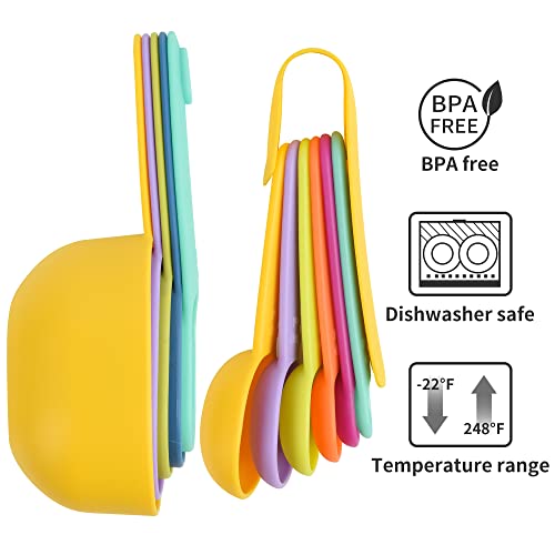 Plastic Measuring Cups and Spoons Set, Measurement Cups Spooons Set for Baking and Cooking, Kitchen 5 Measure Cups and 6 Spoons Set Color Grey, C: 5cups+6spoons-Grey, 5cups+6spoons