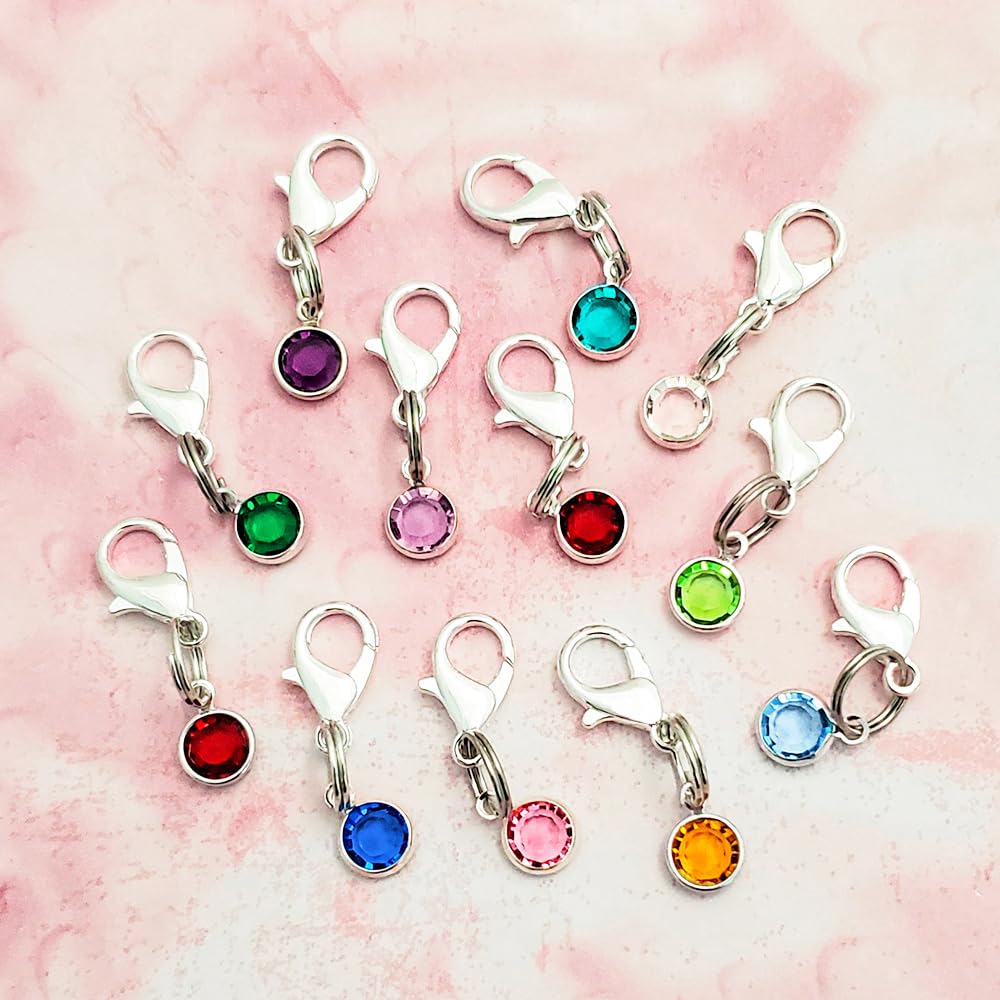 Preciosa Birthstone Zipper Pulls Clip On Charms, Birth Stone with Silver Base, Personalized Zipper Pull w/Birthstone, Your Choice! Preciosa (August (Peridot))