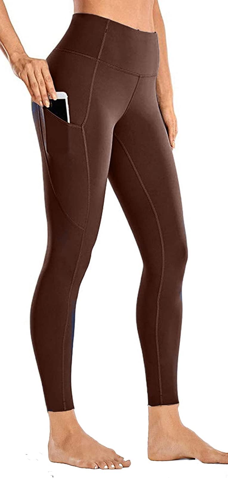 Yoga Pants with Pockets for Women - Leggings with Pockets High Waisted Tummy Control Non See-Through Workout Pants Black/Black