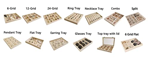 Svea Display Premium Quality Multifunctional Beige Velvet Jewelry Organizer Storage Stackable Trays Home Store Closet Drawer Dividers Ring Tray