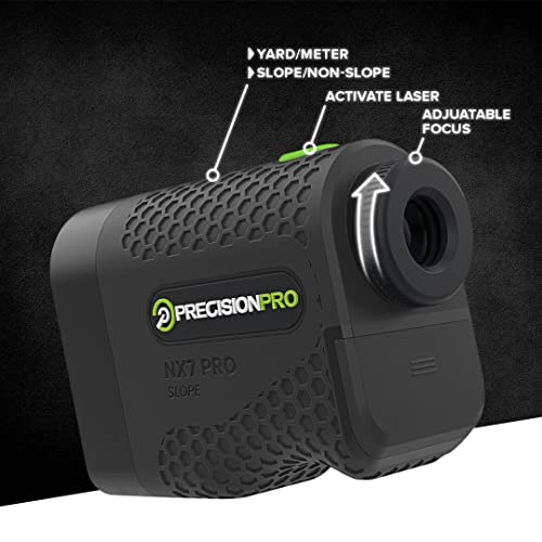 Precision Pro Golf NX7 Pro Slope Rangefinder, Golf Rangefinder, Golf Accessories, 6X Magnification, Tournament Legal, Weather Resistant, Adaptive Slope, 600 Yard Range