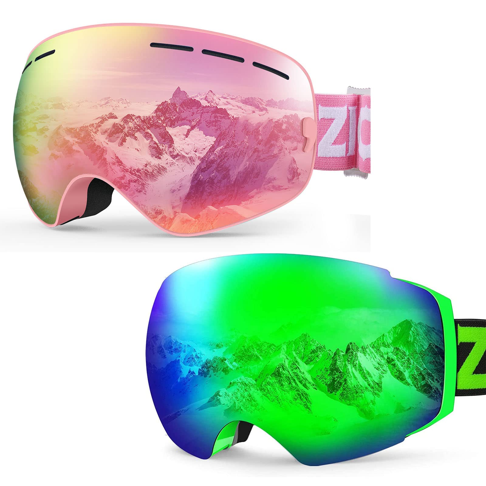 ZIONOR Lagopus Ski Goggles and XMINI Kids Ski Goggles