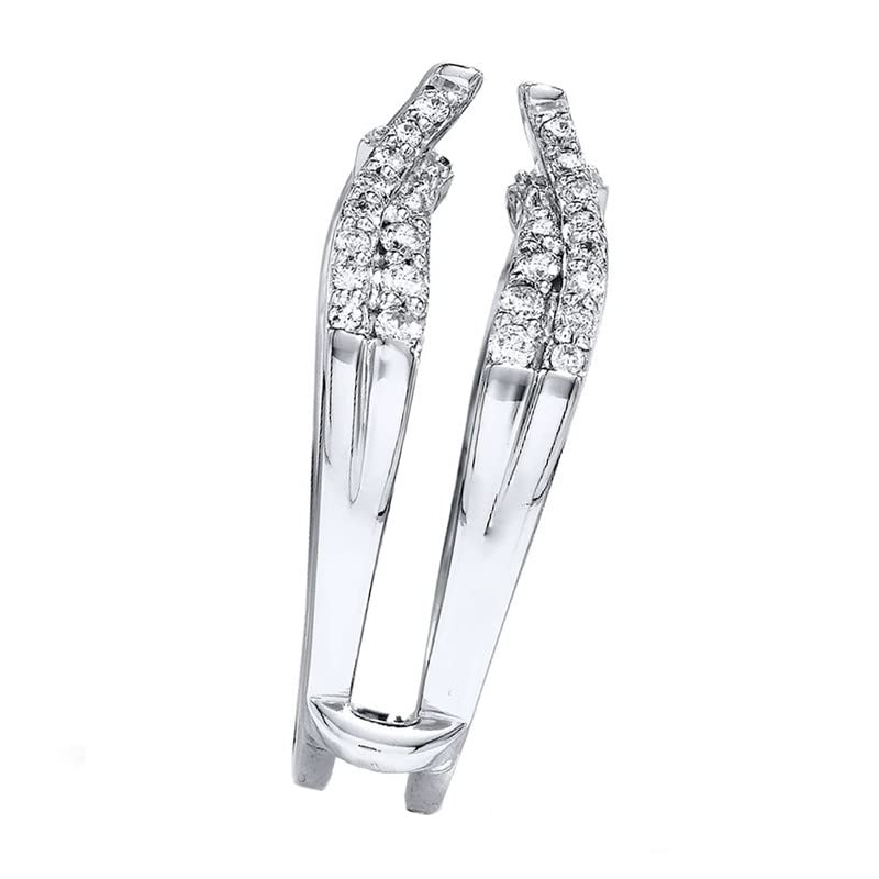 SVC-JEWELS 2.22 Ct Round Cut Moissanite 14K White Gold Over Elegant Enhancer Wrap Guard Ring Size 7 For Women's