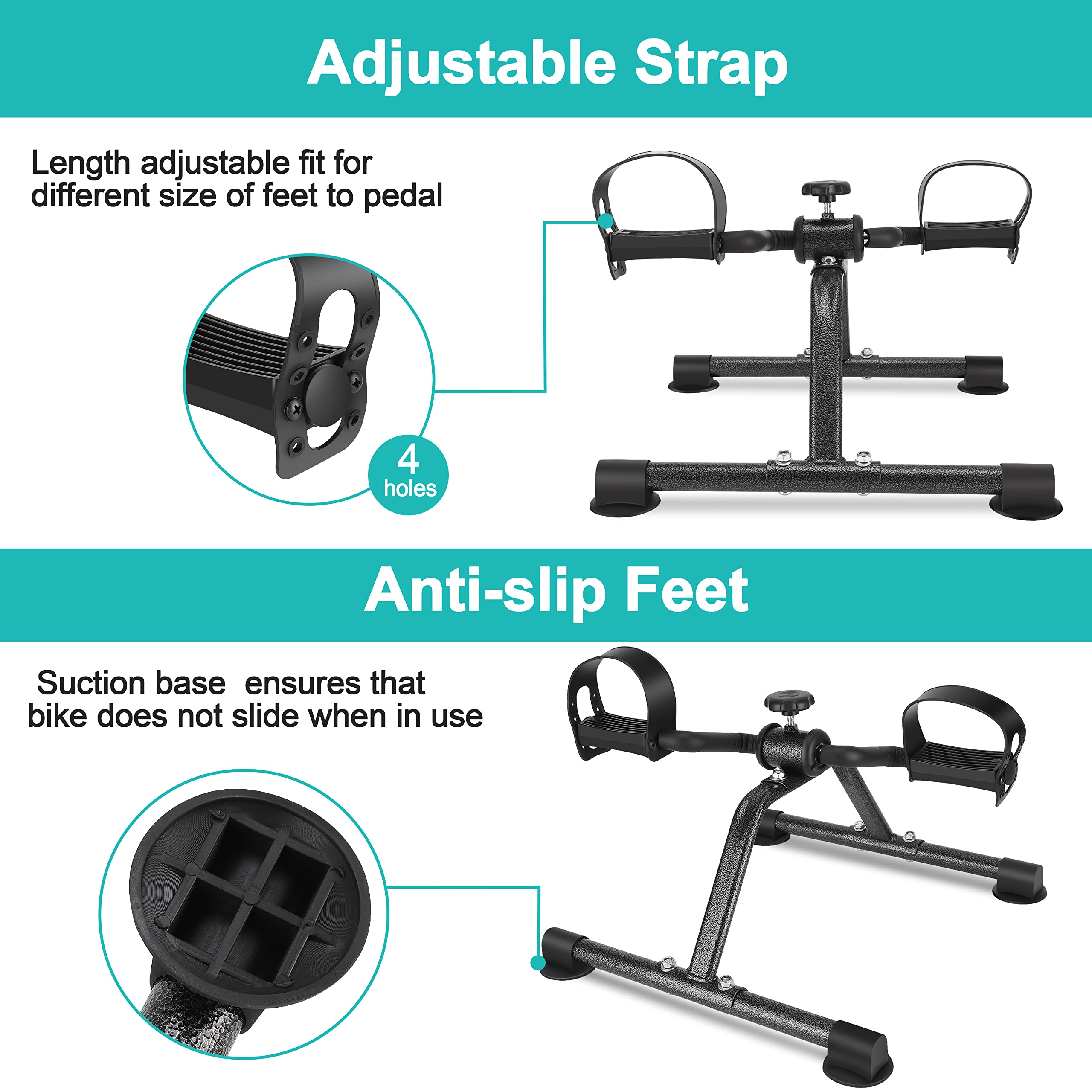 Pedal Exerciser Mini Exercise Bike Foot Peddler for Leg and Arm Rehab Workout