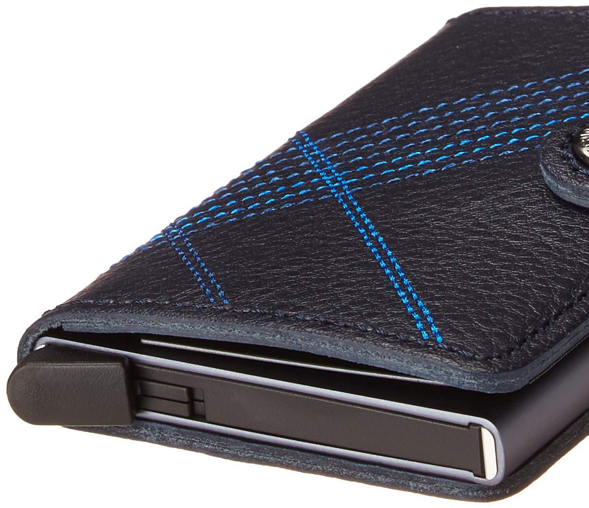 SECRID - Mini Wallet Stitch Embroidered Vegetable-Tanned leather (Magnolia Petrolio)