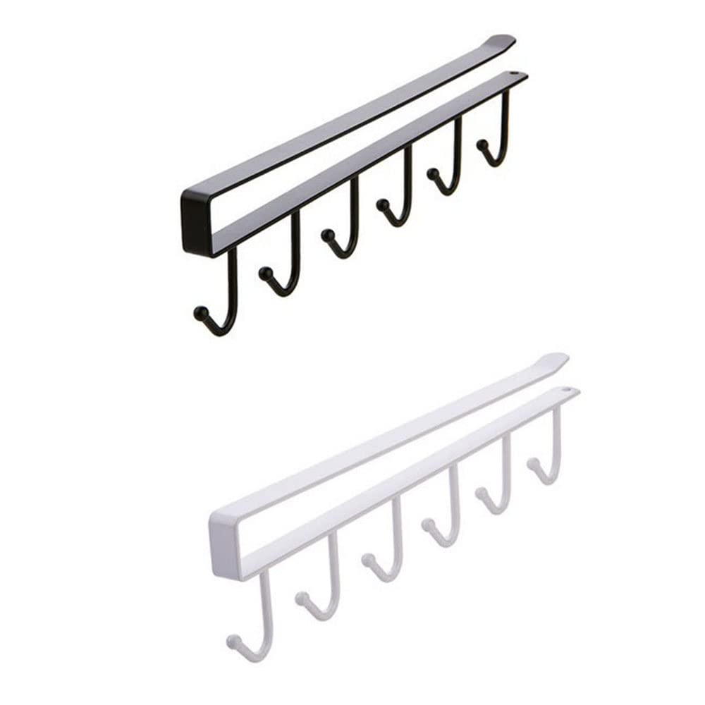 The Cabinet Coffee Cup Holder Under The Cup Hook Can be Used in The Kitchen, Suitable for 1 Inch Thick Shelf or Smaller -Only Suitable for Flat Hip Cabinets 2PCS (Black, White)