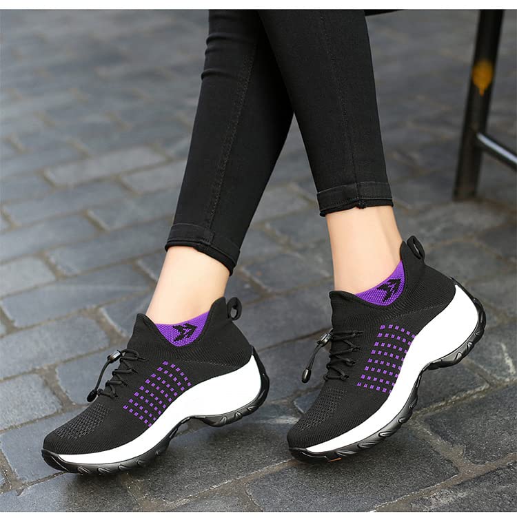 Women’s Ortho Stretch Cushion Shoes ComforthoFit Cloud Pro Ergonomic Pain Relief Footwear Running Lightweight Tennis Shoes Purple