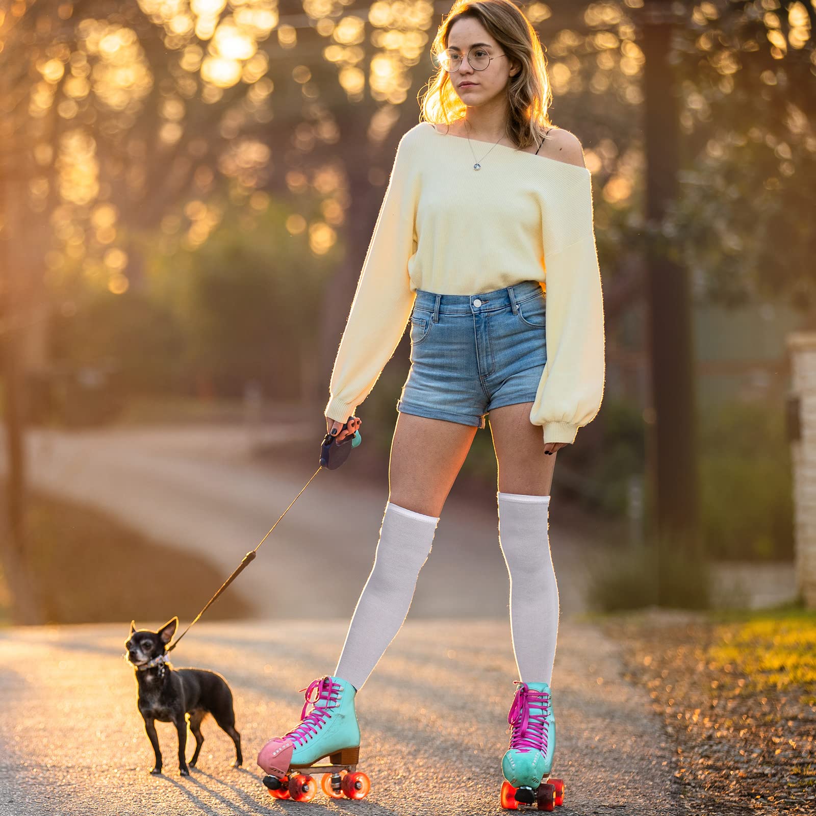URATOT 6 Pairs One Size Knee-High Socks Thigh High Stockings Over Knee Socks for Women, Mixed Colors