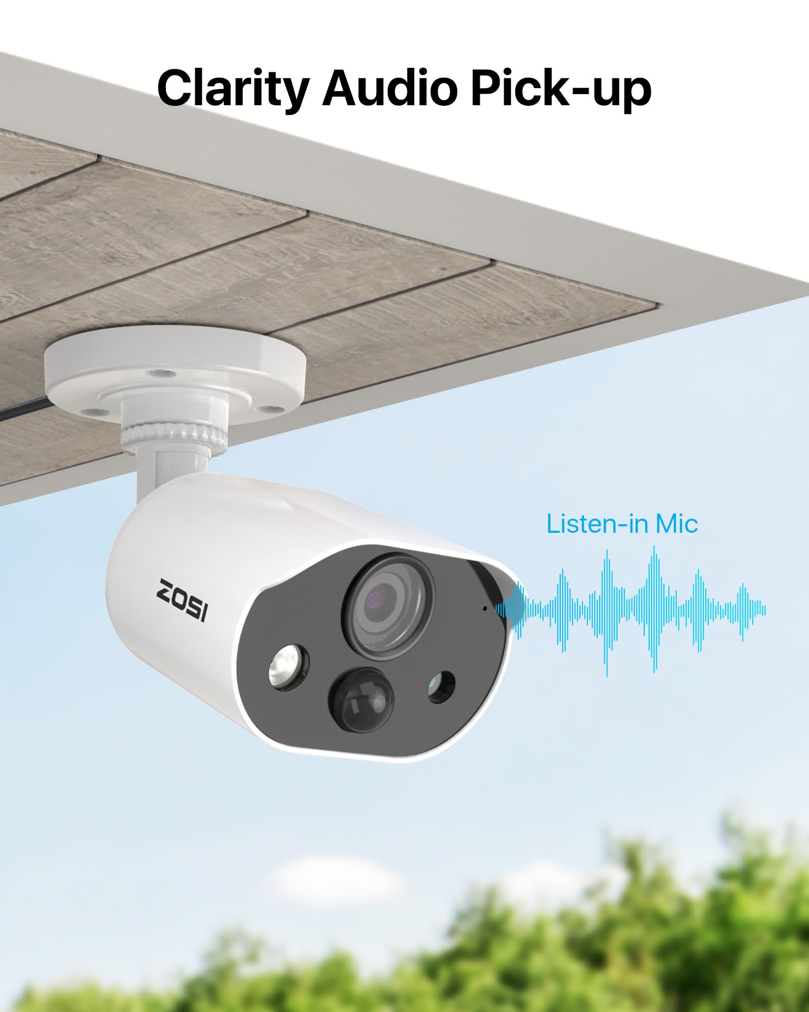 ZOSI 1080P HD-TVI Security Camera with Audio, 2MP 1920TVL Indoor Outdoor Surveillance Home Camera, Night Vision, PIR Motion Detection, IP66 Weatherproof, Only Work with ZOSI 3K Lite CCTV DVR