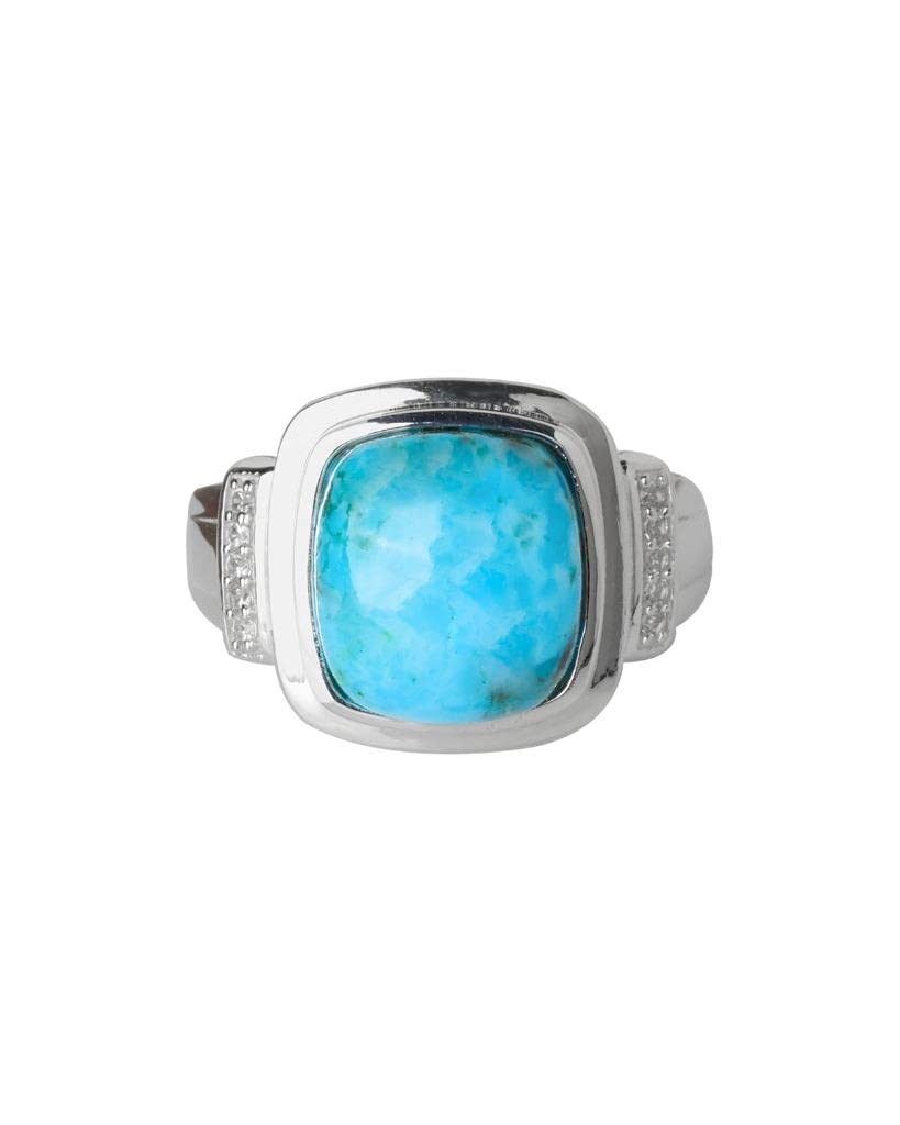YoTreasure 2.63 Ct. Turquoise White Zircon 925 Sterling Silver Gemstone Ring Jewelry
