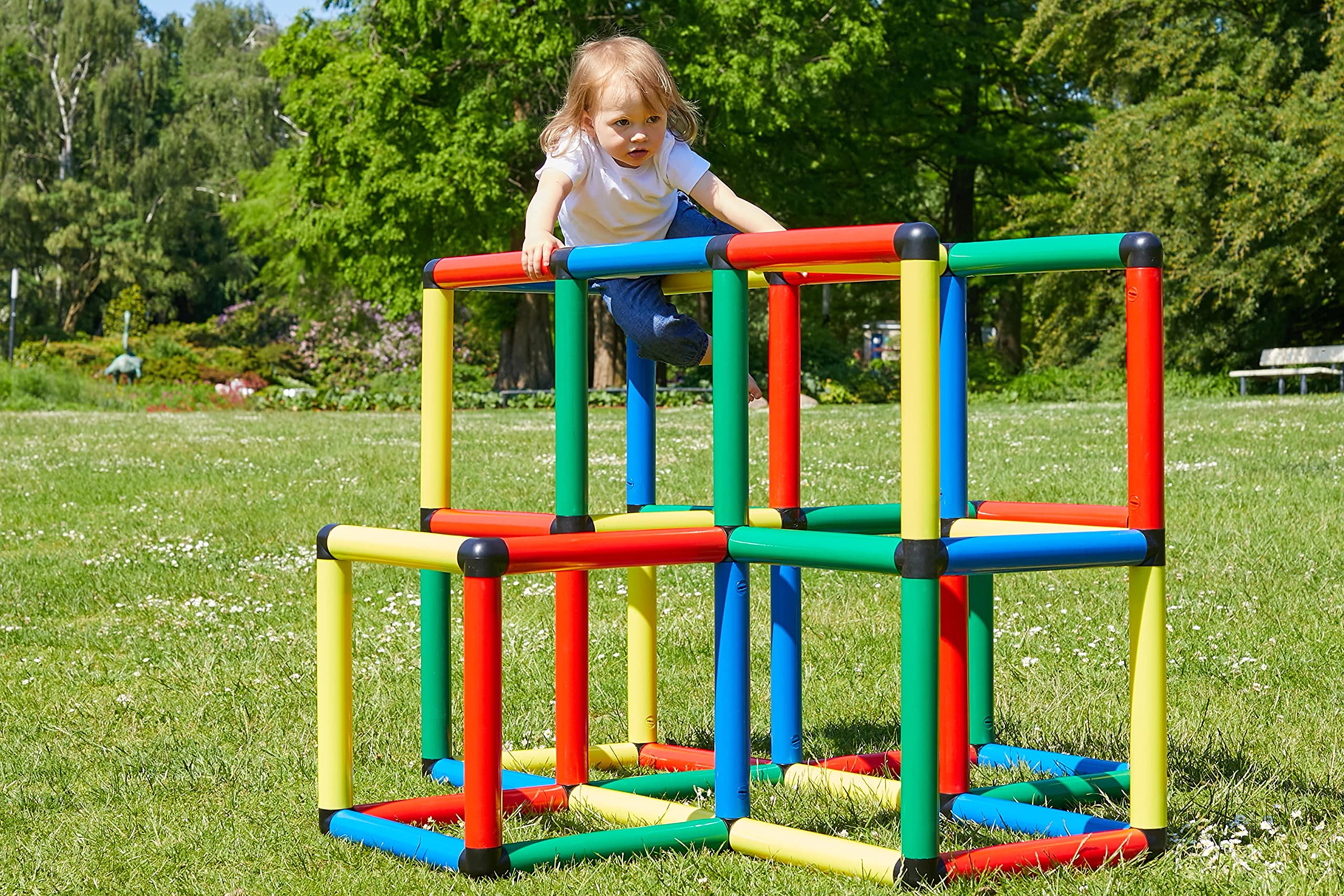 Quadro Climbing Pyramid - Rugged Indoor/Outdoor Climber, Tot/Toddler Jungle Gym, Expandable Modular Component Playset, Giant Construction KIt, Play Structure, for Kids Ages 1-6 Years.