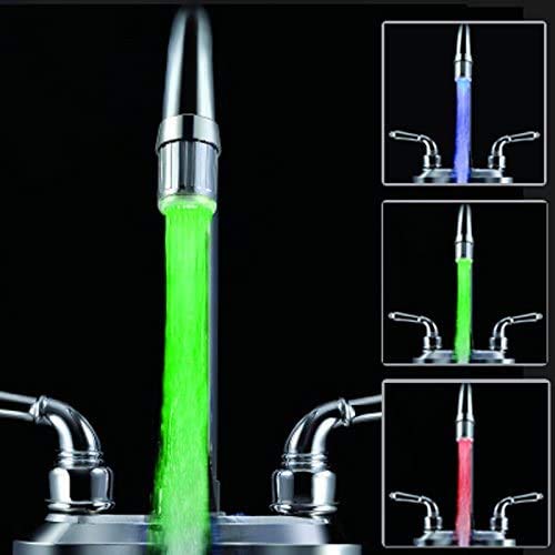 SNOMYRS 7-Color Change Automatically LED Water Faucet Light Water Stream Color Changing Faucet Tap Sink Faucet for Kitchen and Bathroom(7 Color-1PC)