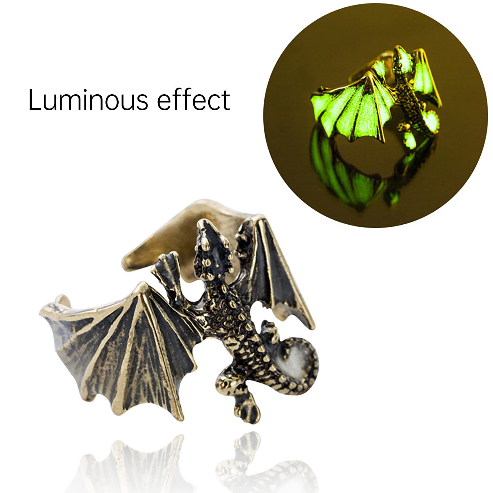 Vintage Luminous Punk Rings for Women Men Adjustable Open Rings Octopus Dragon Adjustable Stainless Steel Ring Gothic Stackable Rings Rings Retro
