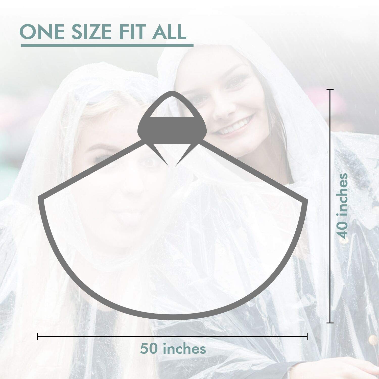 TORASO Rain Poncho with Hood for Adults, Disposable Clear Rain Poncho Adult Emergency Raincoats Disposable(YP, 2pcs)