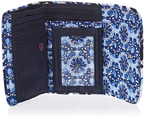 Vera Bradley Women's Cotton Riley Compact Wallet With RFID Protection, Ikat Island, One Size