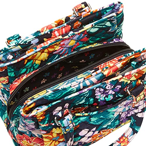 Vera Bradley Women's Cotton Mini Multi-compartment Crossbody Purse, Happy Blooms, One Size