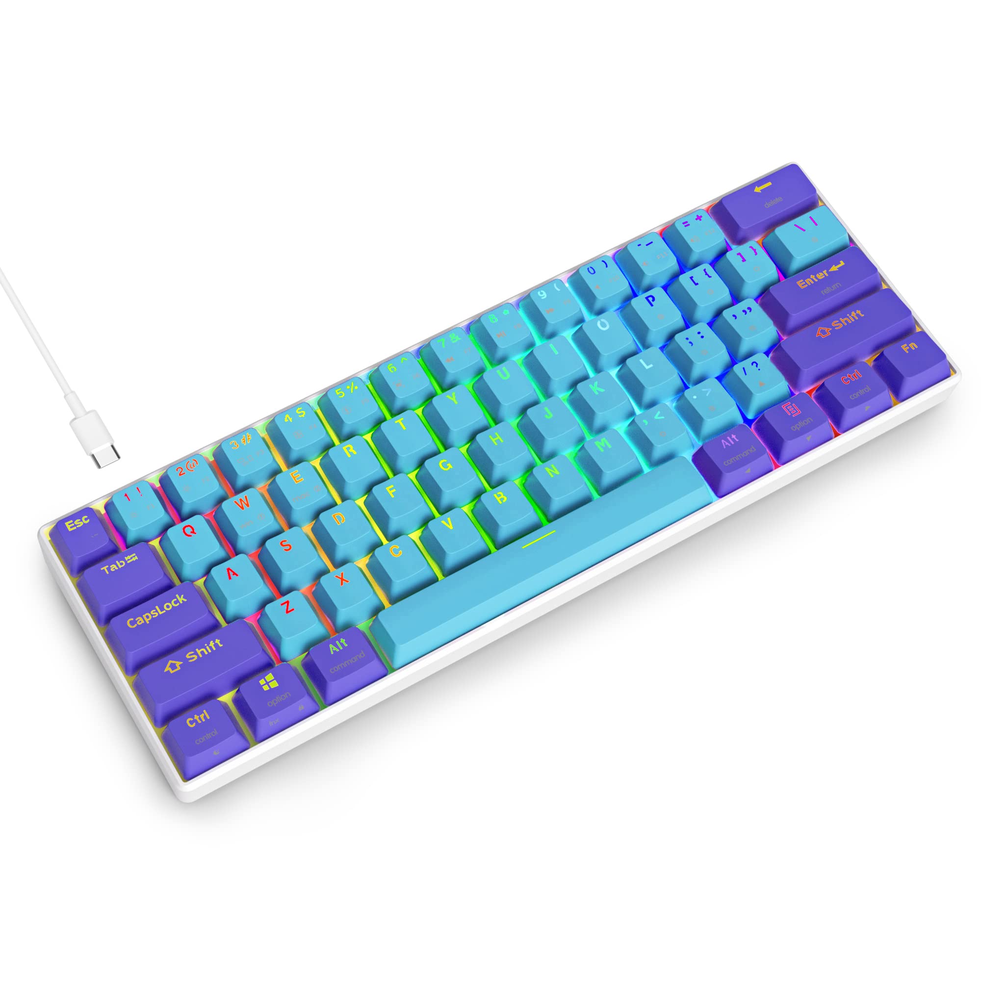 Ussixchare GK61 60% Mechanical Keyboard SK61 Custom RGB Programmable Gaming Keyboard with Hot Swappable Red Switch for PC/Win/PS4/Xbox (Gateron Optical Brown, Shen2)