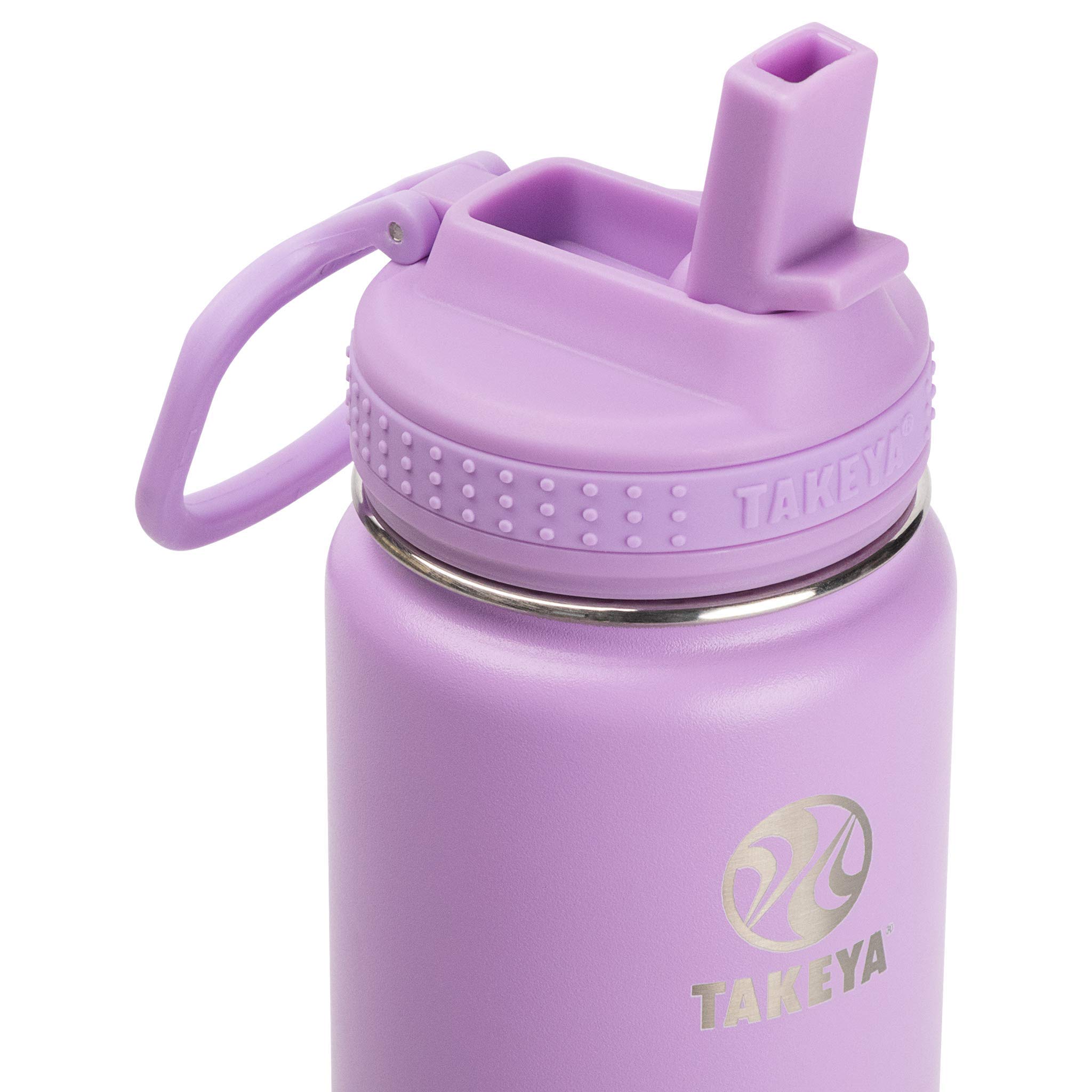 Takeya Actives 18 oz Vacuum Insulated Stainless Steel Water Bottle with Straw Lid, Premium Quality, Lilac