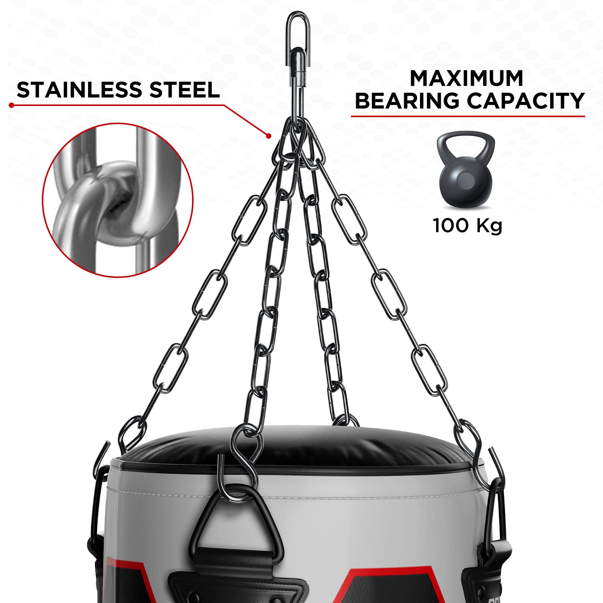 RDX Heavy Duty Boxing Punching Bag Iron 6 Panel Chains Wall Mount Punching MMA Training Hanger