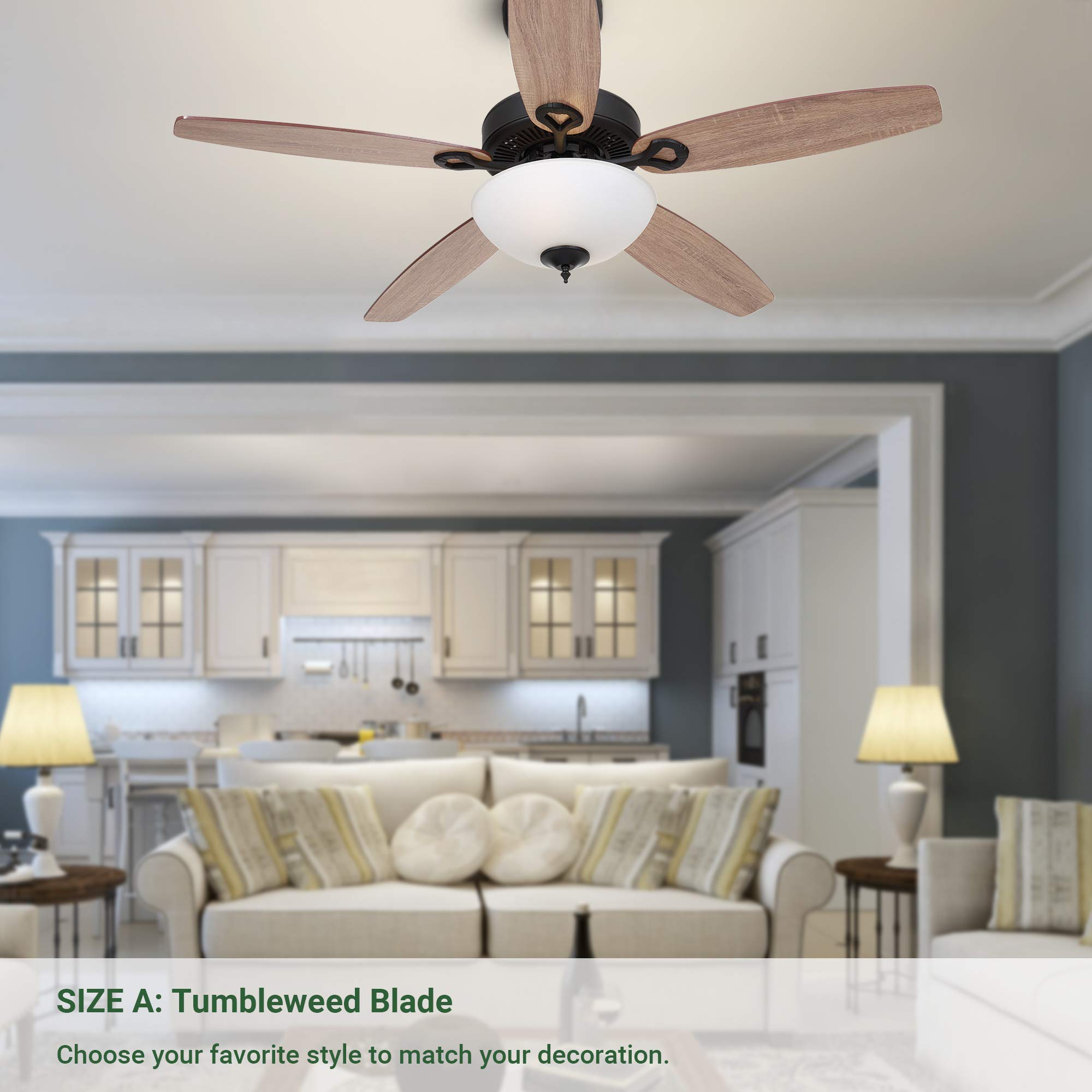 SOLTRONICS Ceiling Fan 52 inch with Light and Remote LED Ceiling Fan with Dimmable Bulb Reversible Walnut/Sand Oak Blade Indoor Use, Brushed Nickel