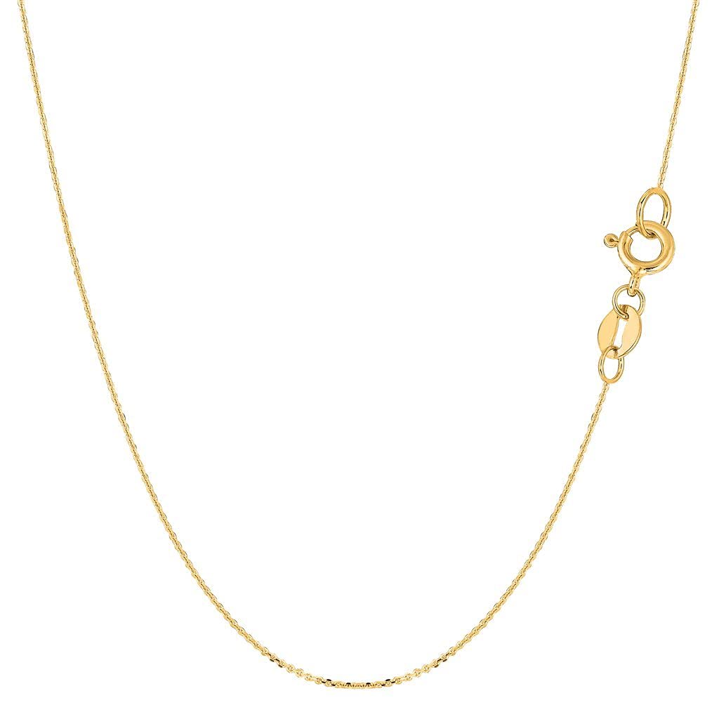 The Diamond Deal 14K Solid Yellow Gold Cable Link Chain/Necklace, 0.7mm Thin Dainty High Polished Pendant/Charm Chain, Sizes 16'' 18'' 20'' Inches, (18 Inches, Yellow Gold)