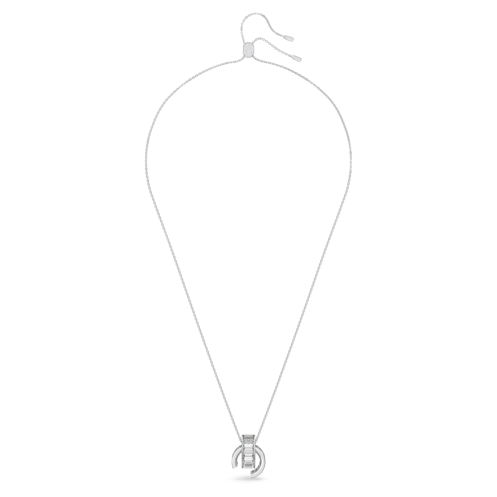 Swarovski Matrix pendant, Baguette cut, White, Rhodium plated