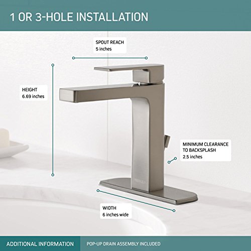Peerless P1519LF-BN-HA Xander Single Handle Hi-Arc Bathroom Faucet, Brushed Nickel