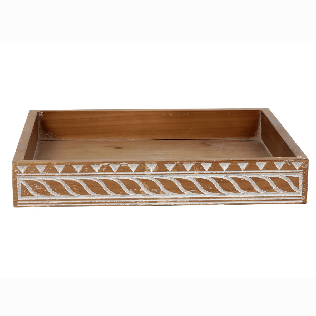 Thewense 12"x12" Farmhouse Decorative Ottoman Coffee Table Accent Tray,Perfect for Storage and Display, Small Square Wood Serving Tray for Office, Kitchen, Dining Room (Square Brown)