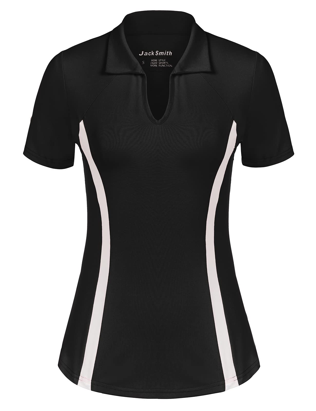 Women's Dry-Fit Golf Polo Shirts Lapel Collar Color Block Golf Polo Athletic Shirt Medium Black