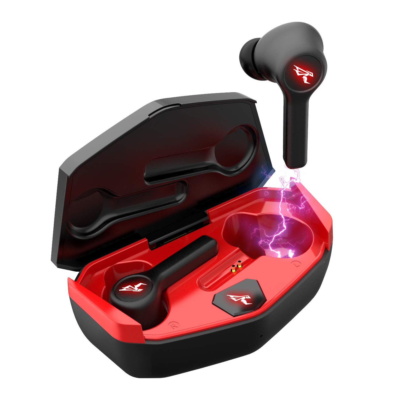 SOMIC Bluetooth 5.0 Wireless Earbuds with Charging Case, LED Light, Touch Control, 18H+ Playing Time, Immersive Sound Wireless Headphones in Ear Built in Mic Headset for Game/Video Mode GX501 Black