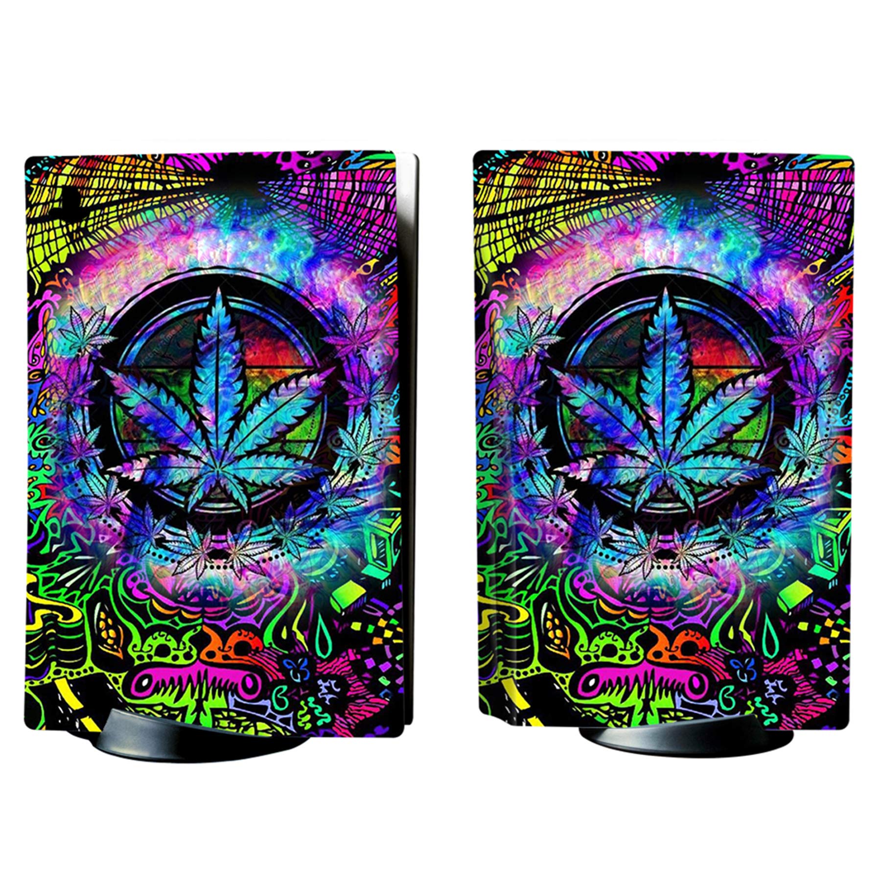 PlayVital Psychedelic Leaf Full Set Skin Decal for ps5 Console Disc Edition, Sticker Vinyl Decal Cover for ps5 Controller & Charging Station & Headset & Media Remote