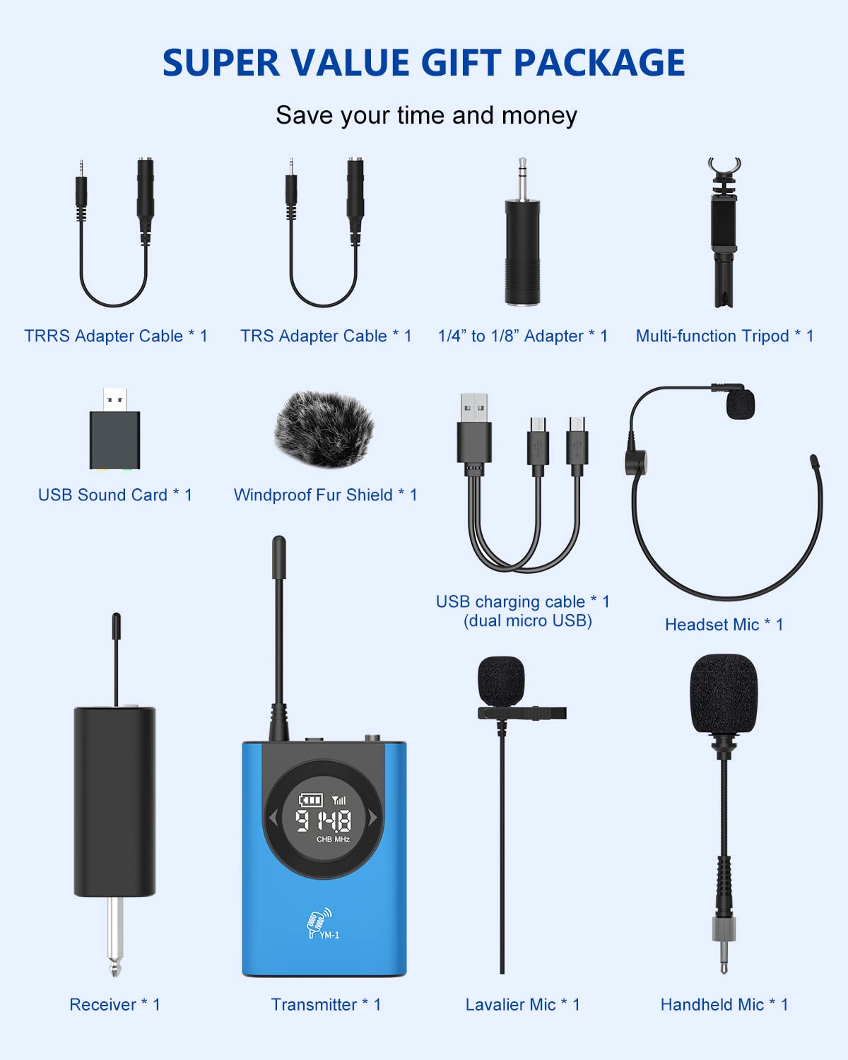 ZMOTG Wireless Lavalier Microphone, Wireless Lapel Mic with USB Sound Card Compatible with iPhone, MacBook, Desktop, Camera, Speaker, PC, Ideas for Teaching, Vlogging, Recording, Interviewing