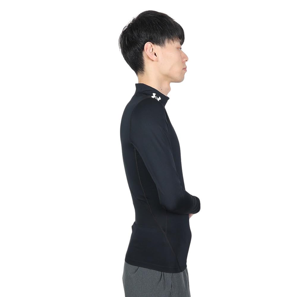Under Armour Men's HeatGear Armour Mock Long Sleeve T-Shirt, Black (001)/White, Small