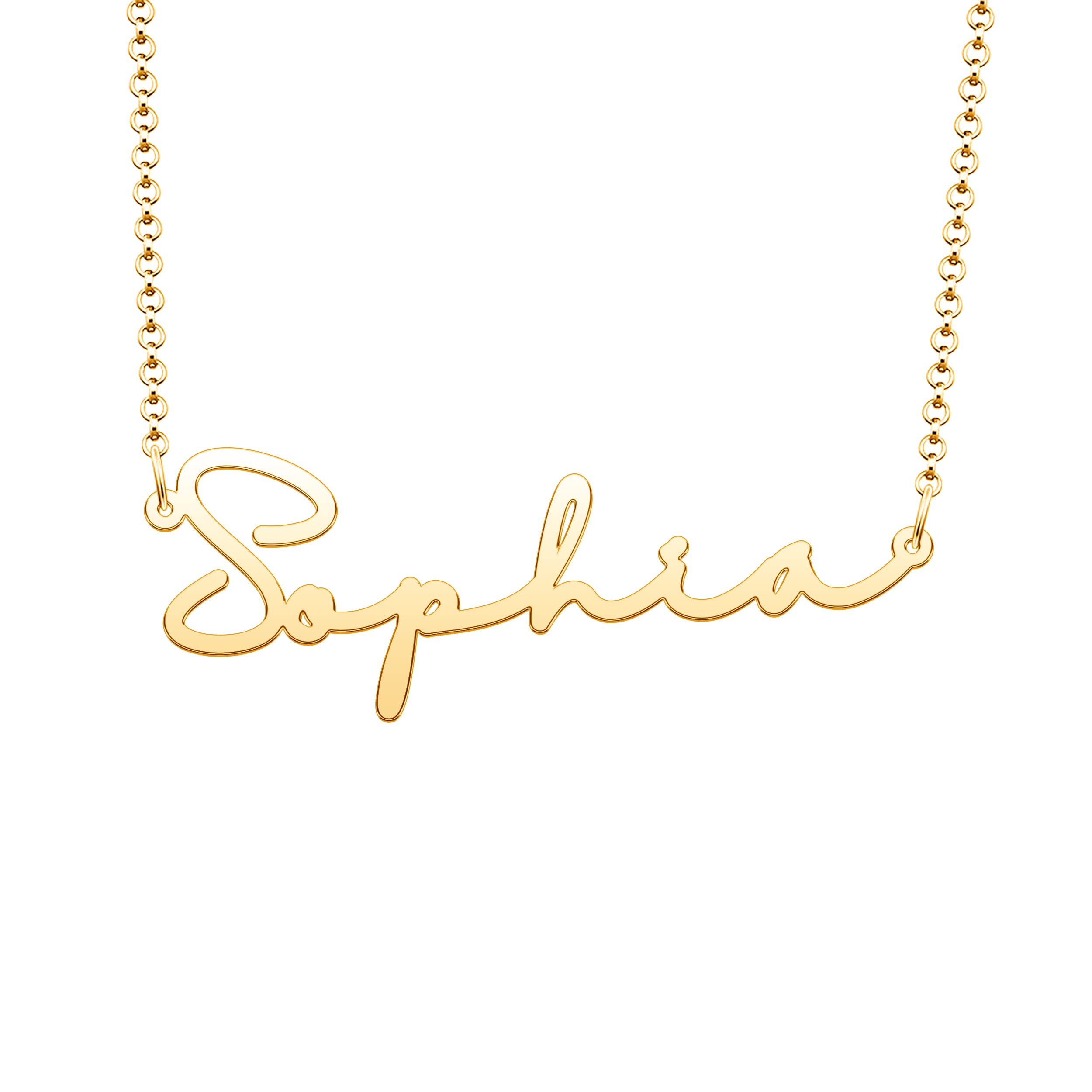 QueenCharms Personalized Name Necklace 18K Gold Plated Nameplate Necklace Custom Name Necklace for Womens