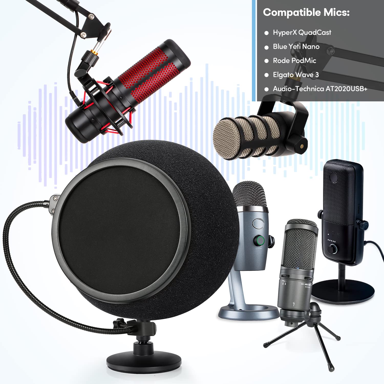 YOUSHARES Mic Sound Shield Ball - Microphone Isolation Ball for Reducing Echoes and Reflections, 8.6 inches (Make a DIY Eyeball Mic Isolator)