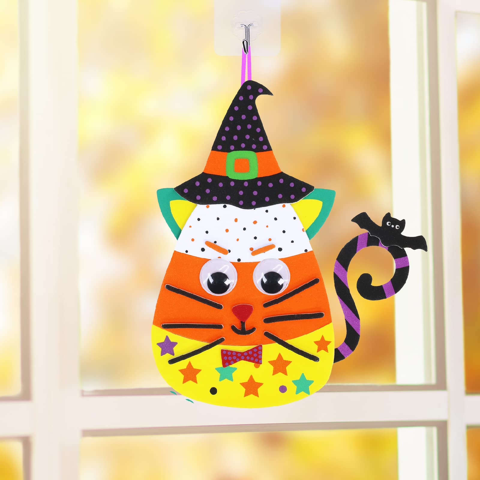 Winlyn 24 Sets Halloween Crafts Kits Fall Crafts DIY Halloween Ornaments Decorations Art Sets Pumpkin Monster Jack-o'-Lantern Foam Stickers Arts and Crafts Googly Eyes for Kids Classroom Activities