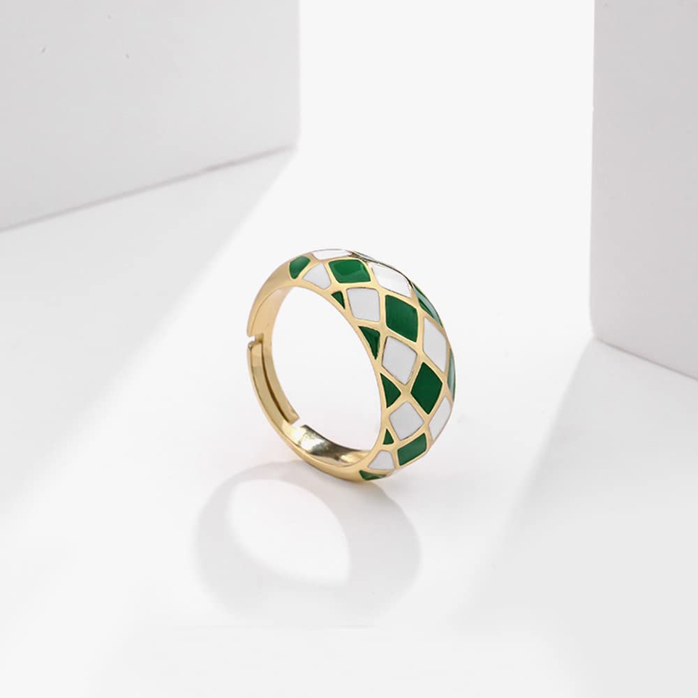 XSTian 925 Sterling Silver Ring for Women Fastion gift for Wife Girlfriend Checkered ring Checkerboard Adjustable Size