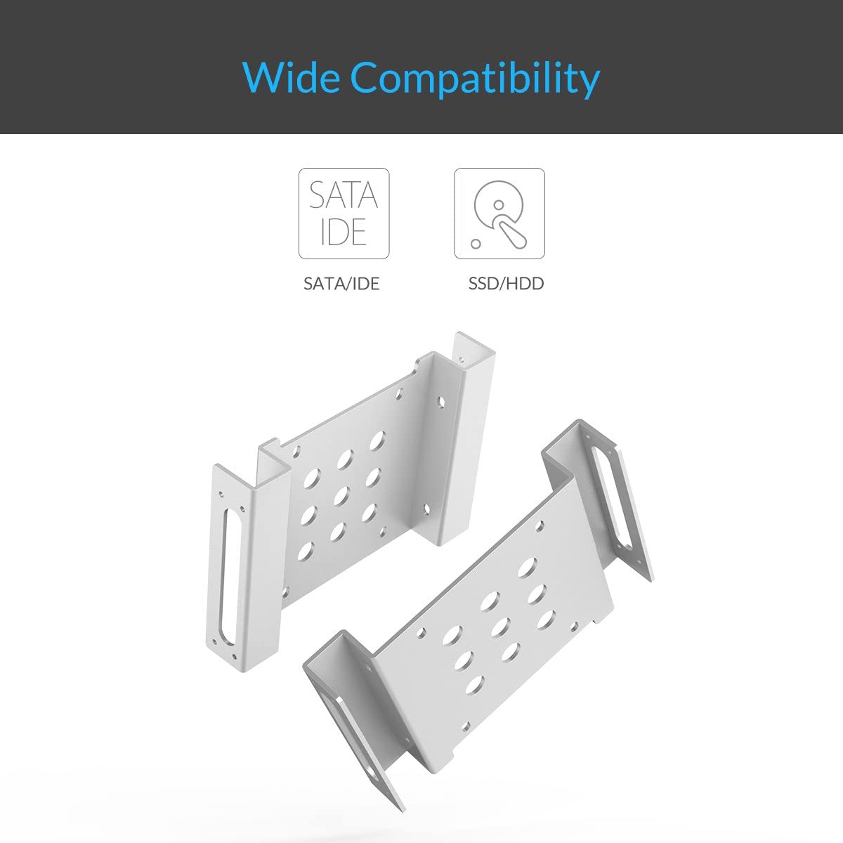 ORICO Aluminum 5.25 Inch to 2.5 or 3.5 Inch Internal Hard Disk Drive Mounting Kit with Screws and Shock Absorption Rubber Washer- Silver