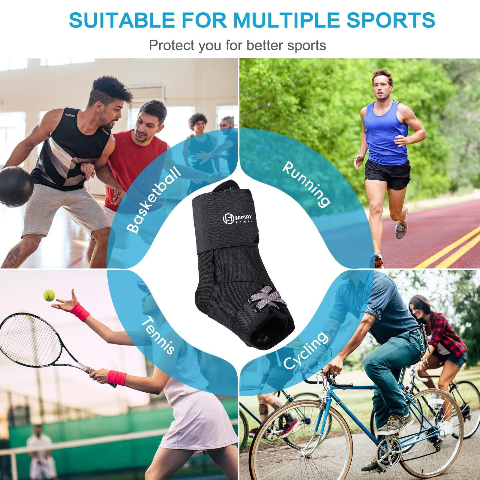 vercarnon Ankle braces [𝟮𝟬𝟮𝟮 𝙐𝙥𝙜𝙧𝙖𝙙𝙚] Lace Up ankle brace for Men & Women Ankle Stabilizer support for Basketball,Running, Volleyball, Injury Recovery, Achilles, Tendon