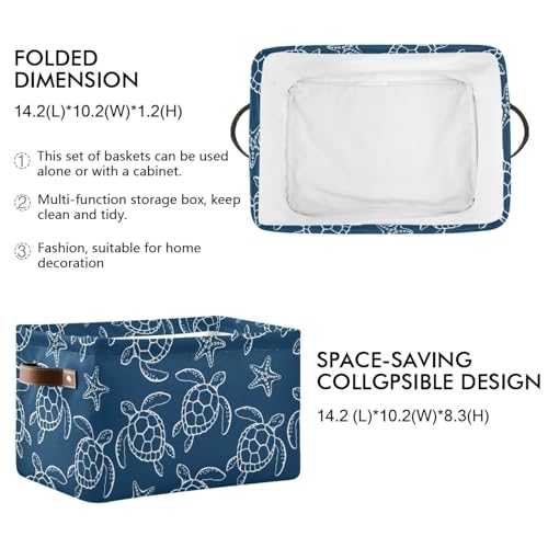 Sea Turtle Storage Basket Bins Foldable Laundry Hamper Toy Storage Bins Box Organizer for Bedroom Office Clothes Pet Nursery Living Room,1 pcs