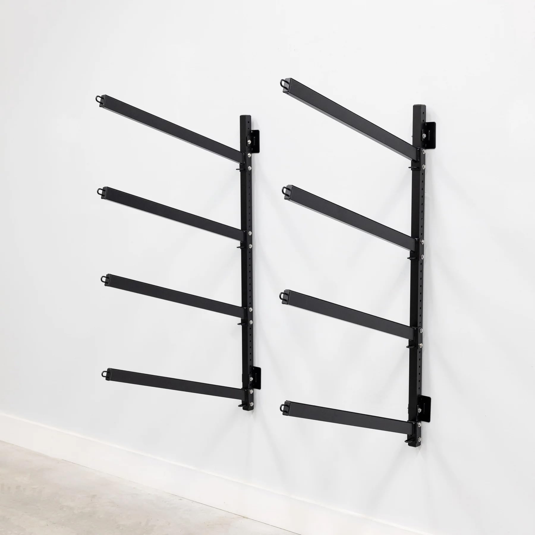 StoreYourBoard Outdoor 4 Kayak Storage Rack, Wall Mount, Holds 400 lbs, All Weather Heavy-Duty Metal Organizer, Adjustable Levels