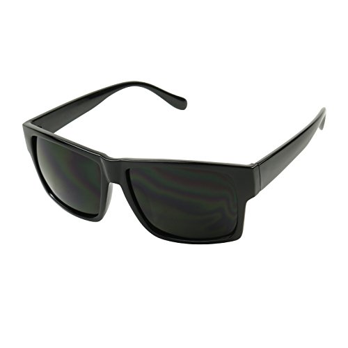 ShadyVEU - Super Extremely Dark Square Retro Flat Top 80's UV400 Eazy E Sunglasses (Matte Frame, Dark Black Lens)