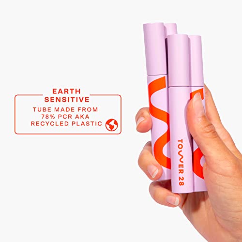 Tower 28 MakeWaves Vegan Mascara, JET Black, Lengthening and Volumizing Mascara, No Clumping or Flaking, Lightweight Mascara for Sensitive Eyes