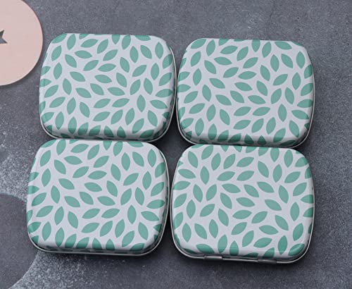 Ruwado 4 Pcs Small Storage Box Metal 6 x 5 x 1.5 cm Rectangle Empty Hinged Tins with Lid Organizers Containers for Earring Crafting Jewely Pills Home Hooks Small Items (Leaves)