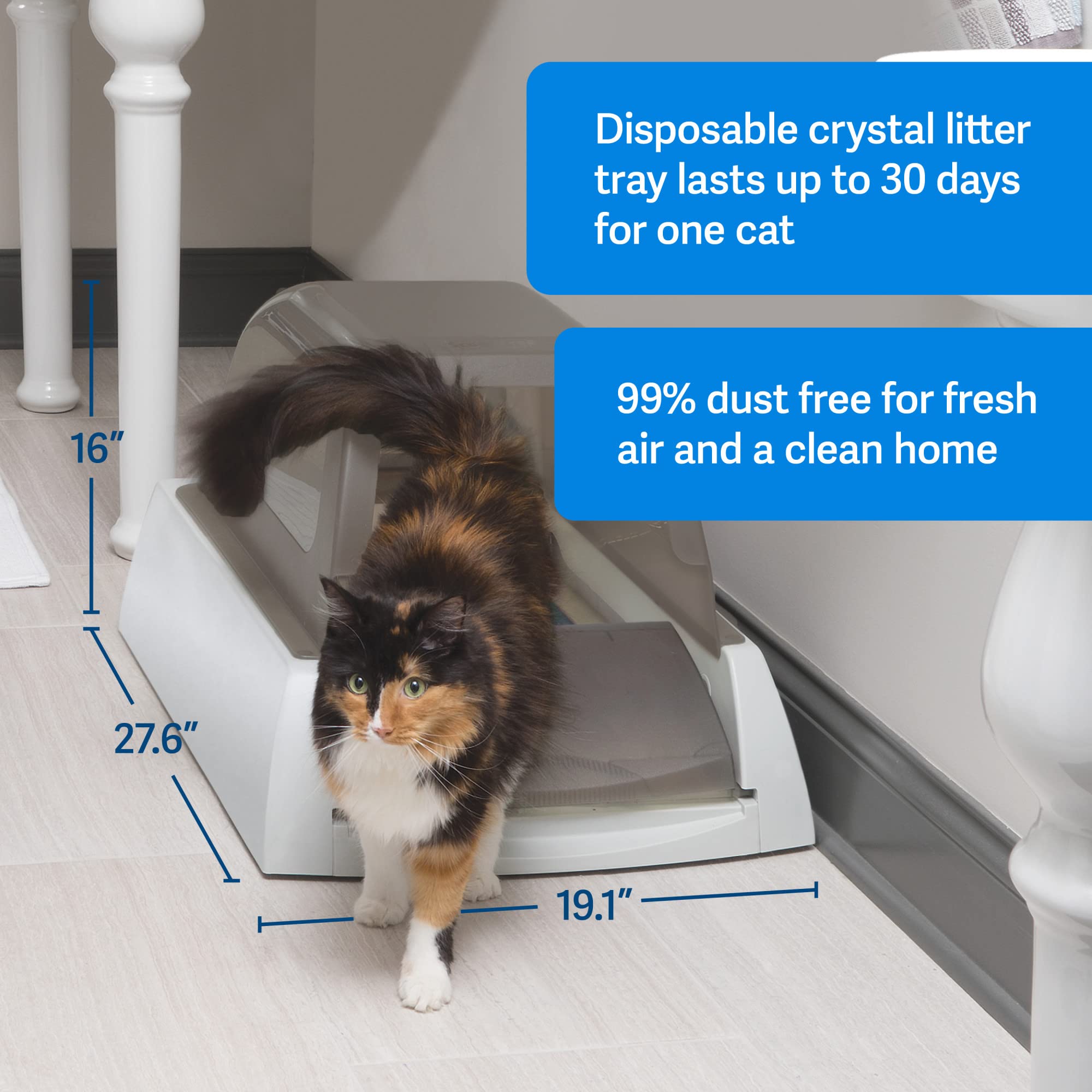 PetSafe ScoopFree Purple Top-Entry Covered Ultra Self Cleaning Cat Litter Box System - includes Automatic Cat Litter Box with Lid, Disposable Litter Tray, 4.5 lb Premium Blue Crystal Cat Litter