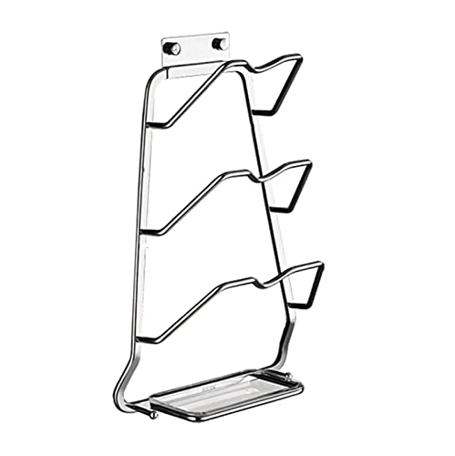 SEYFI Kitchen Shelves,3 Tier Wall-Mounted Pot Lid Holder Organizer, Kitchen Pot Lid Rack, Stainless Steel Cutting Board Stand, Reusable, Space Saving/B