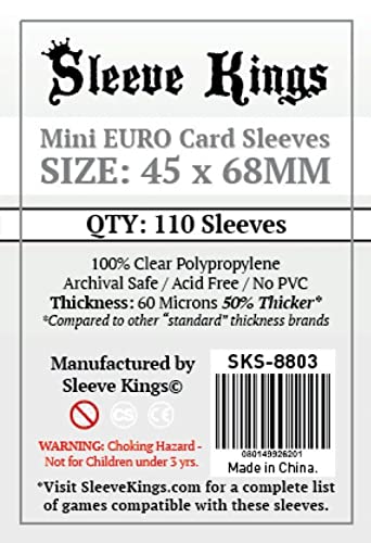 Sleeve Kings Mini Euro Card Sleeves (45x68mm) - 110 Pack, 60 Microns